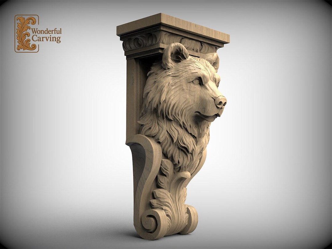 Carved Bear Shelf Bracket: Wooden Corbel for Home Decor - Etsy