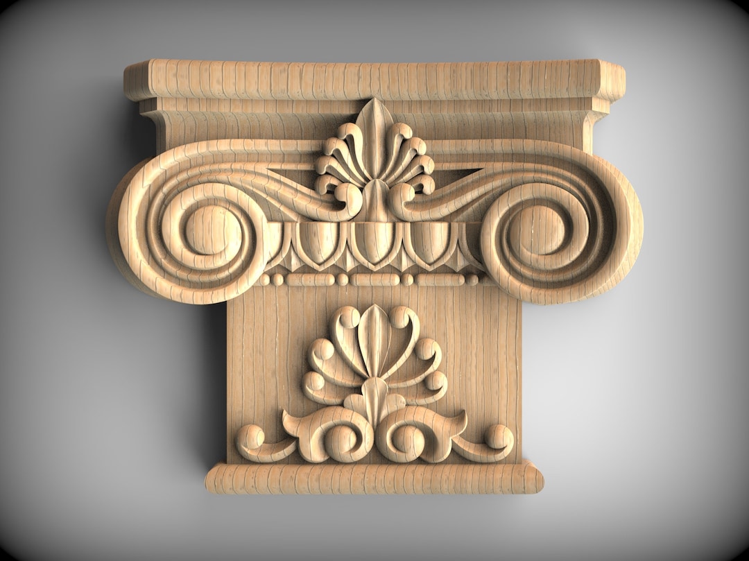 Ornate Wooden Capital With Scrolls and Acanthus Leaves | Customizable ...