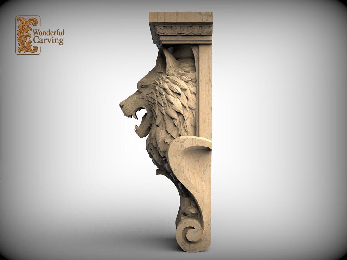 Wolf Head Wall Bracket: Carved Wood Design - Classic Decor - Etsy