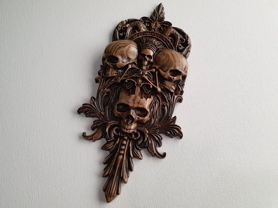Carved Skull Panel Made of Wood Carved Skull of Wood Santa - Etsy