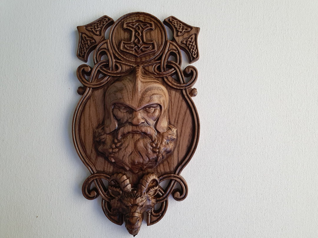 Thor Statue, Pagan Altar, Norse Mythology, Celtic Wood Carving, Viking ...