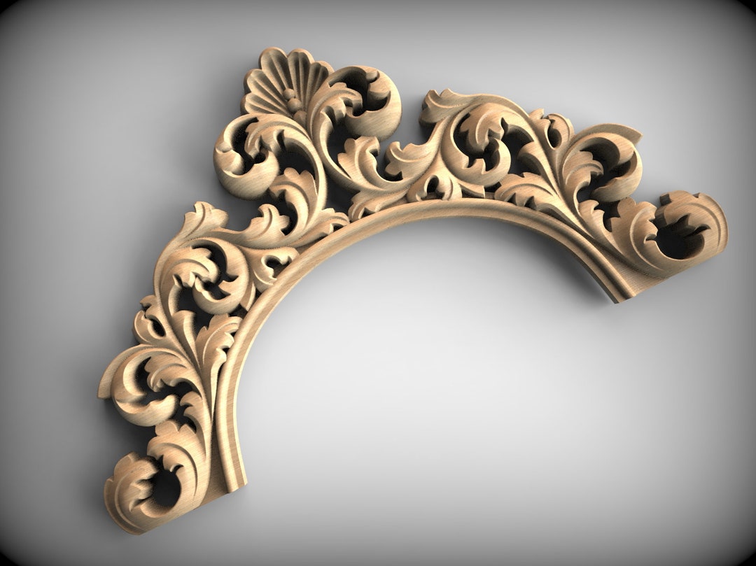 Decorative Wooden Arch Onlay – Baroque Scrollwork Door Trim, Luxurious ...