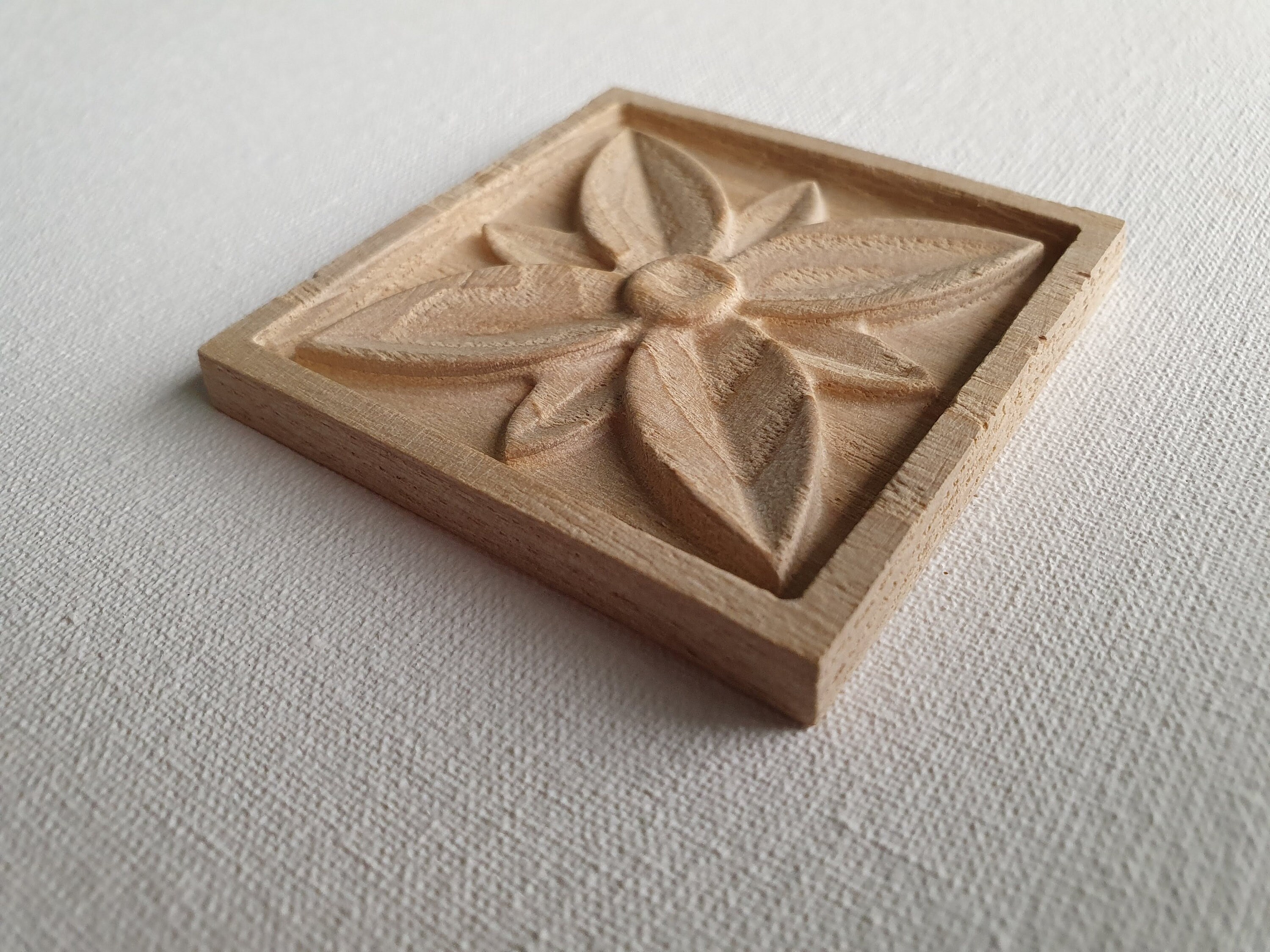 Square Wooden Rosette Unfinished Floral Applique Furniture - Etsy