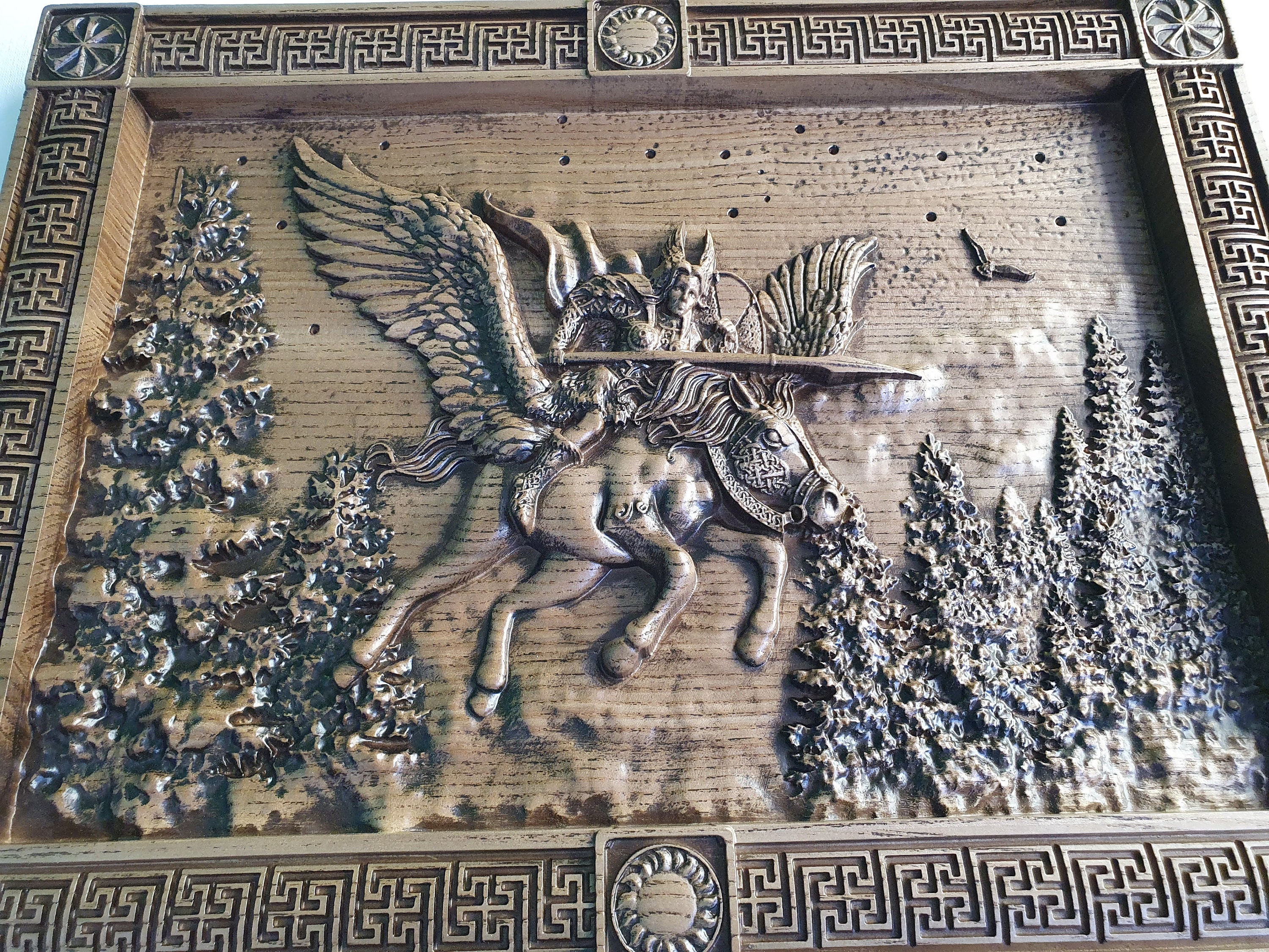 Carved Valkyrie Wall Art: Painted Celtic Norse Mythology Panel - Etsy