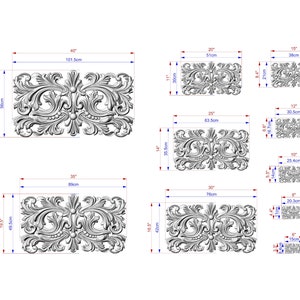 Baroque Splendor: Symmetrical Carved Wood Onlay, Wooden Panel, 1pc ...