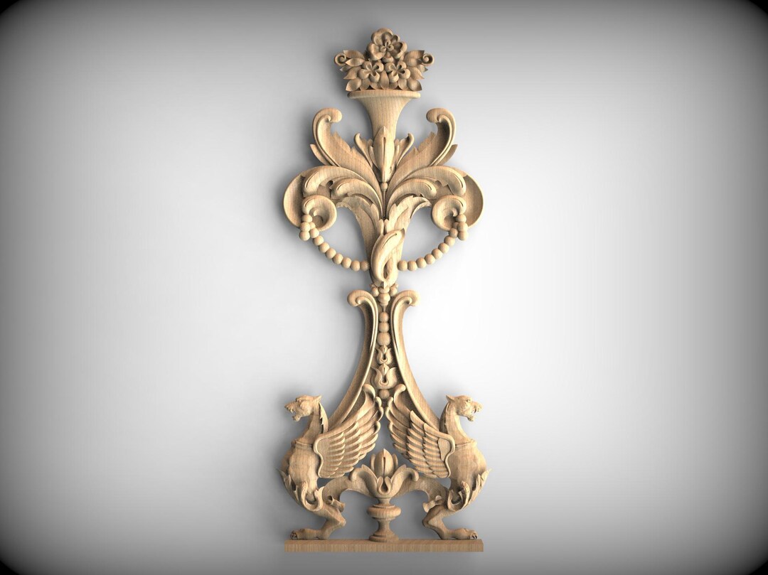 Royal Griffin Wood Onlay: Handcrafted Carved Applique - Etsy