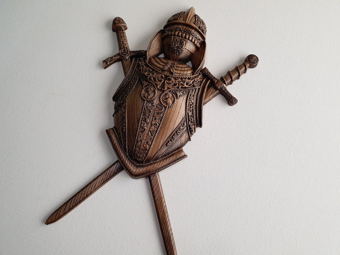 Knight's Armor Carved Panel Made of Wood, Decor, Shield and Sword - Etsy