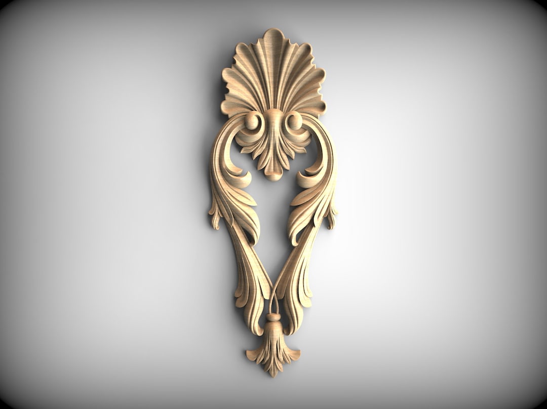 Acanthus Leaf and Shell-shaped Wooden Drop Applique – Classic Carved ...