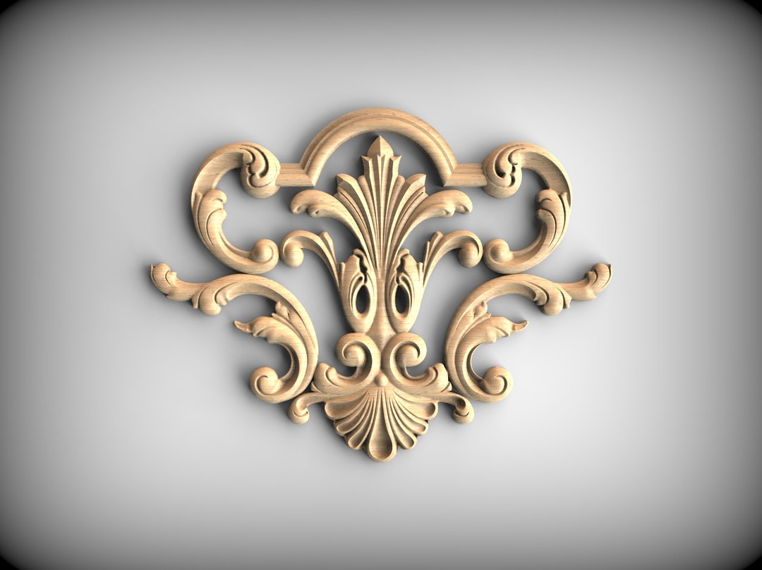Baroque Inspired Wooden Scrollwork Applique, Decorative Central ...