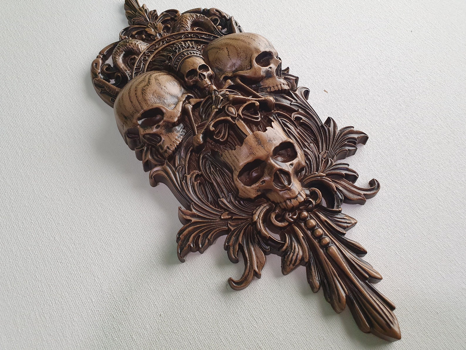 Carved Skull Panel Made of Wood Carved Skull of Wood Santa - Etsy