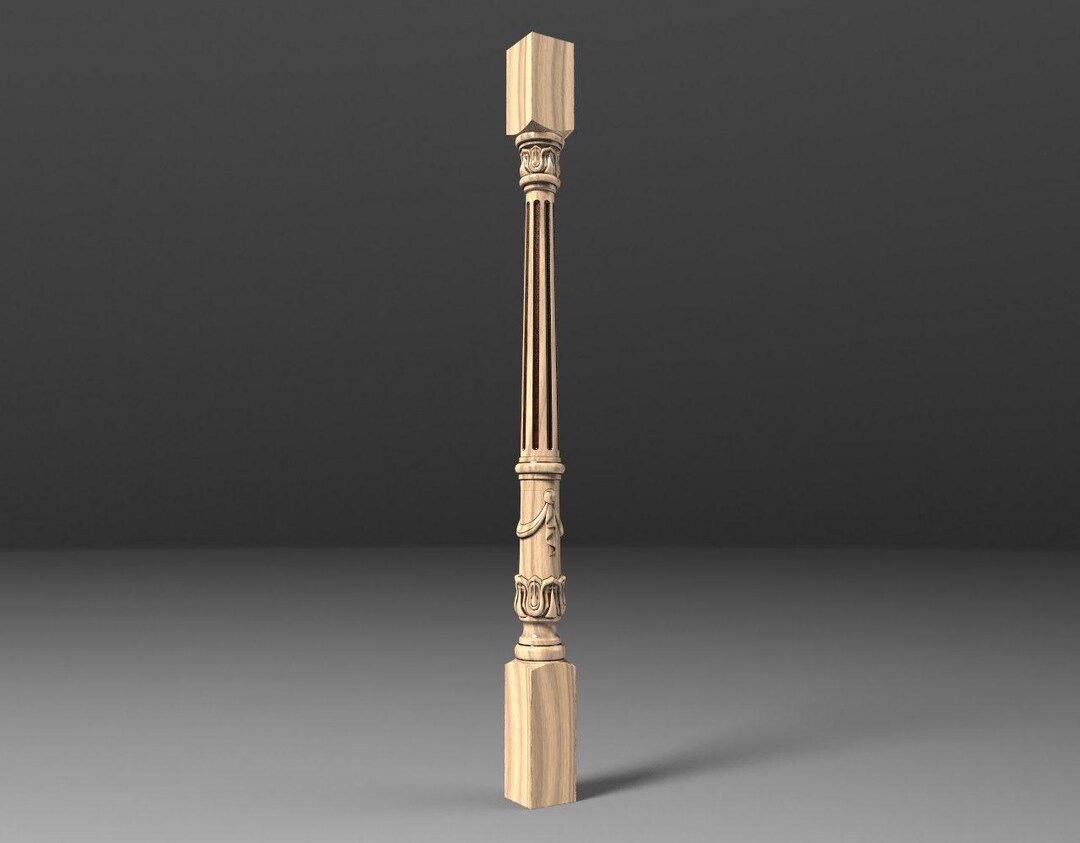 Natural Wood Fluted Pilaster Column With Corinthian Acanthus Design ...
