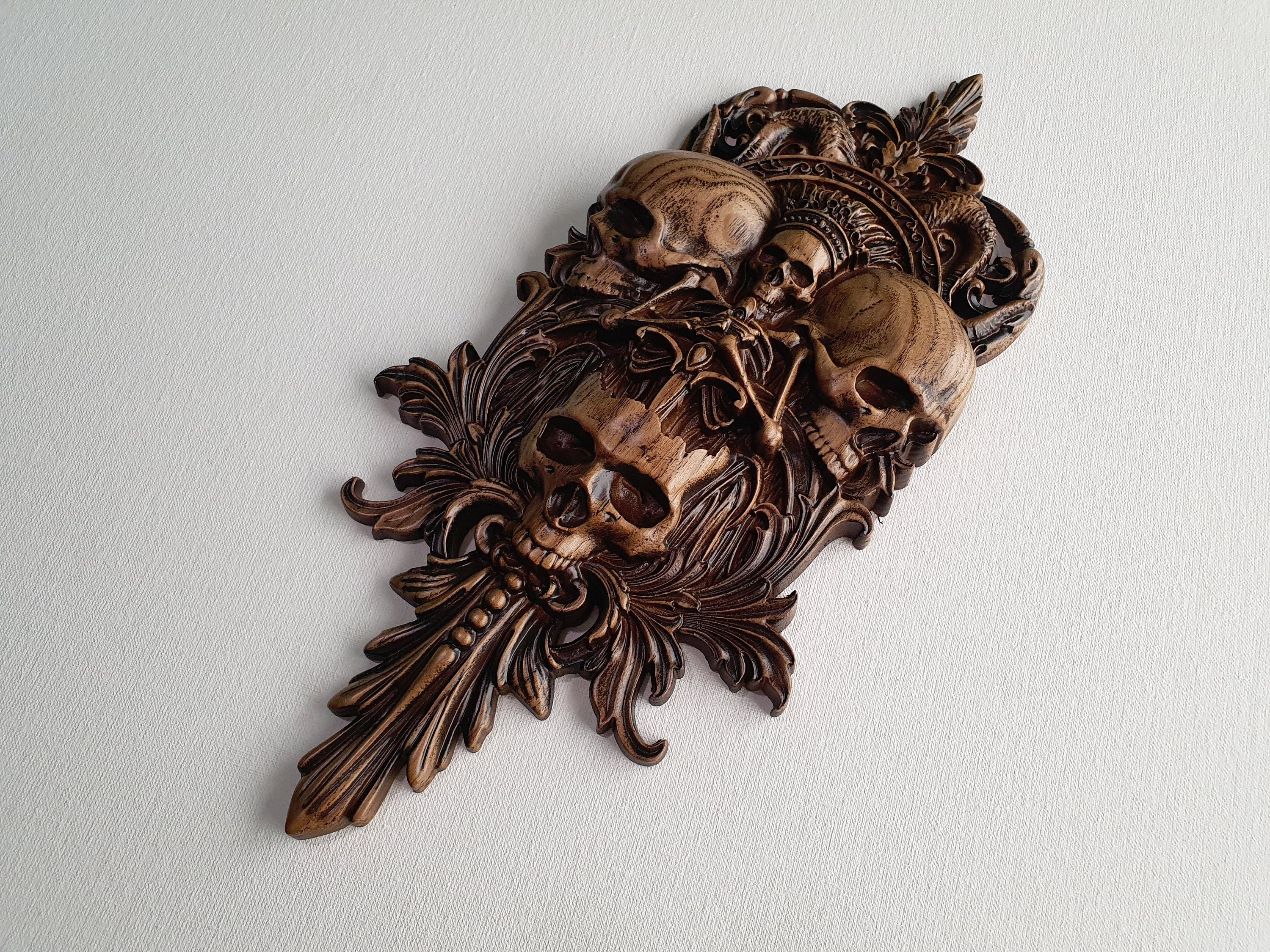 Carved Skull Panel Made of Wood Carved Skull of Wood Santa - Etsy