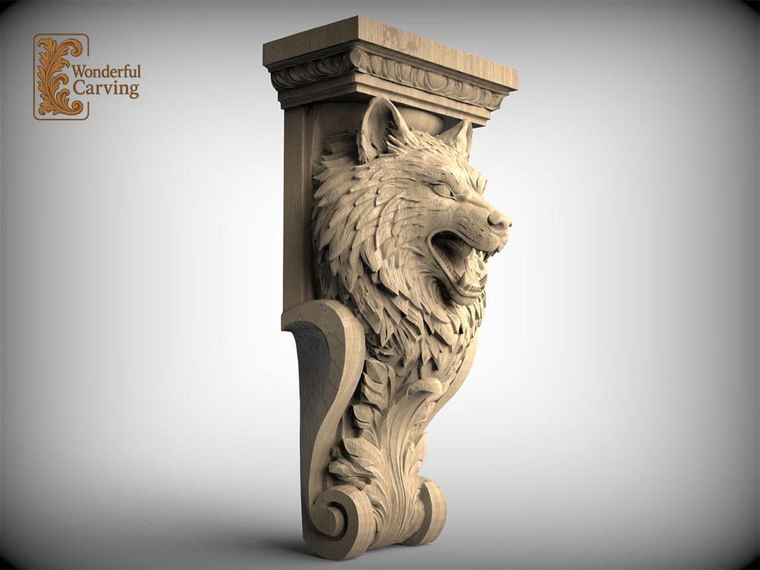 Wolf Head Wall Bracket: Carved Wood Design - Classic Decor - Etsy