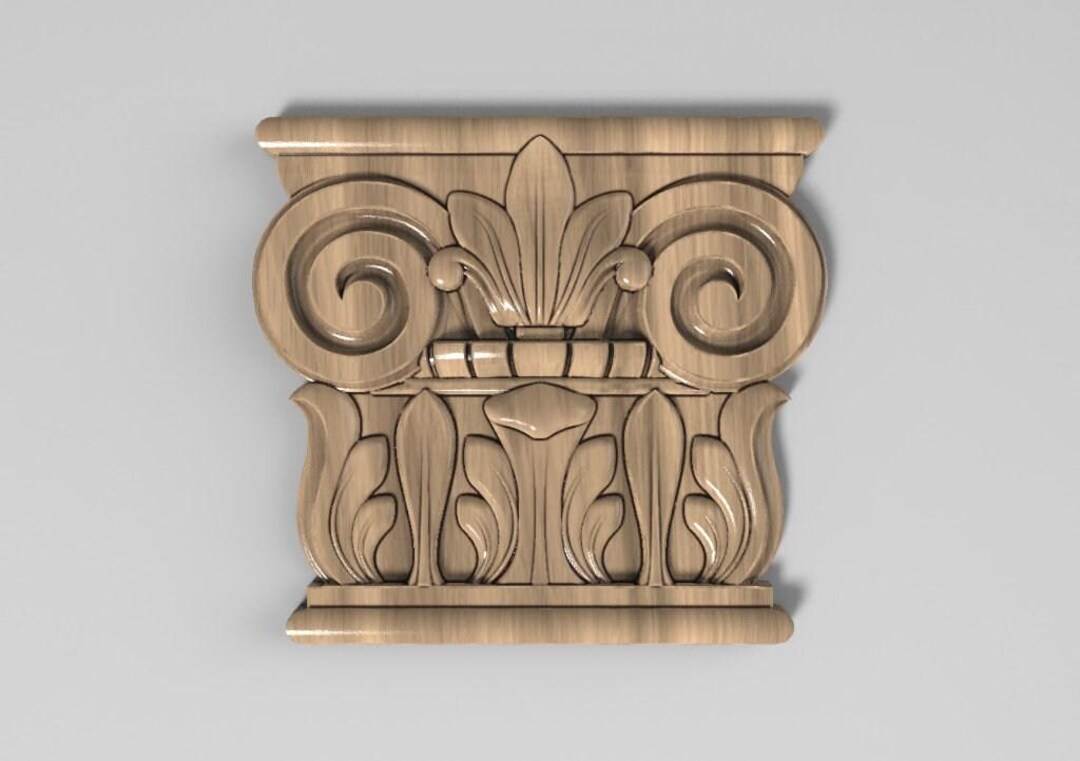 Decorative Carved Wood Capital - Elegant Volutes and Acanthus Leaves ...