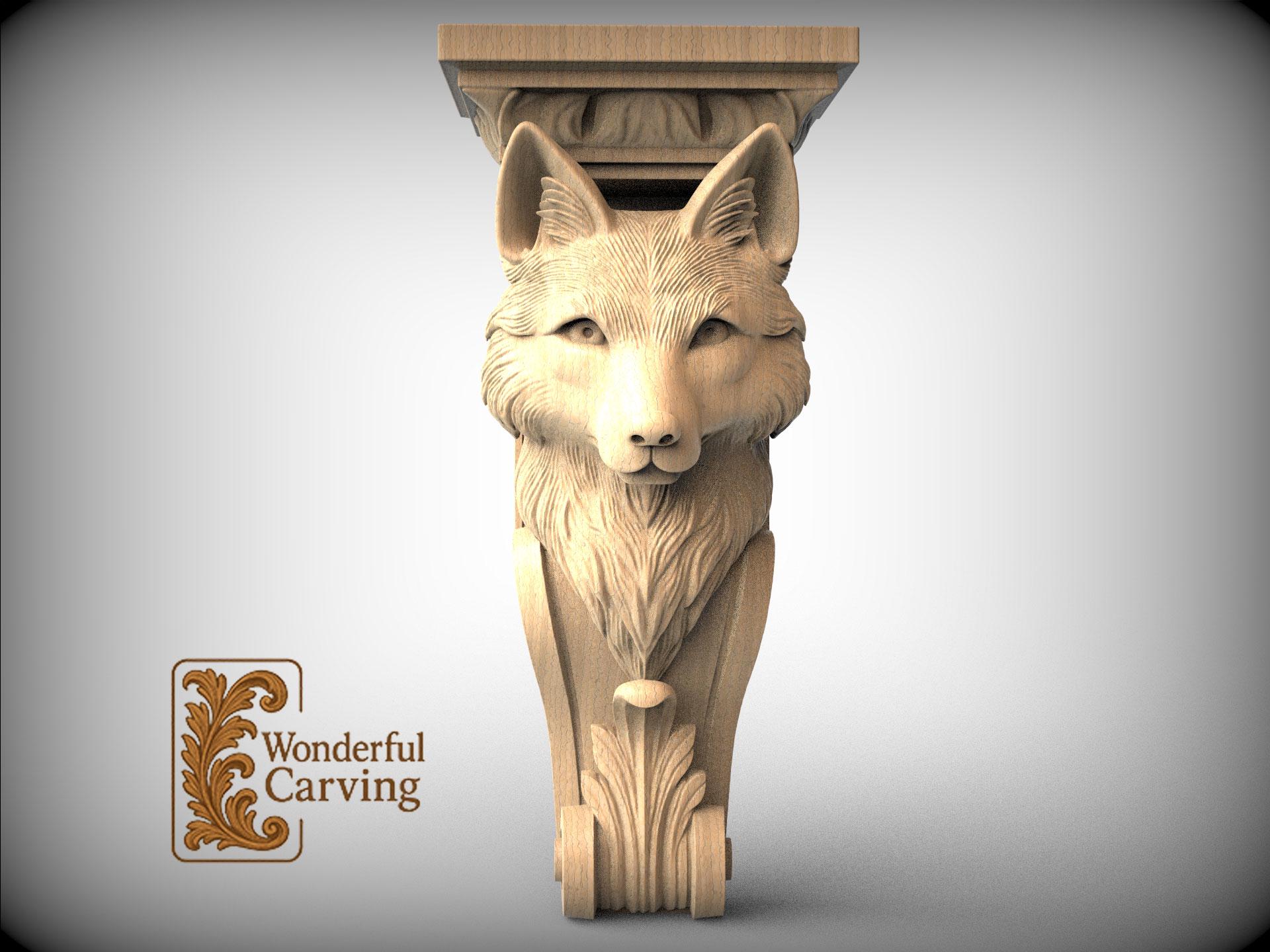 Fox Corbel Carved Wood Accent: Rustic Animal Motif, Ash Hardwood ...
