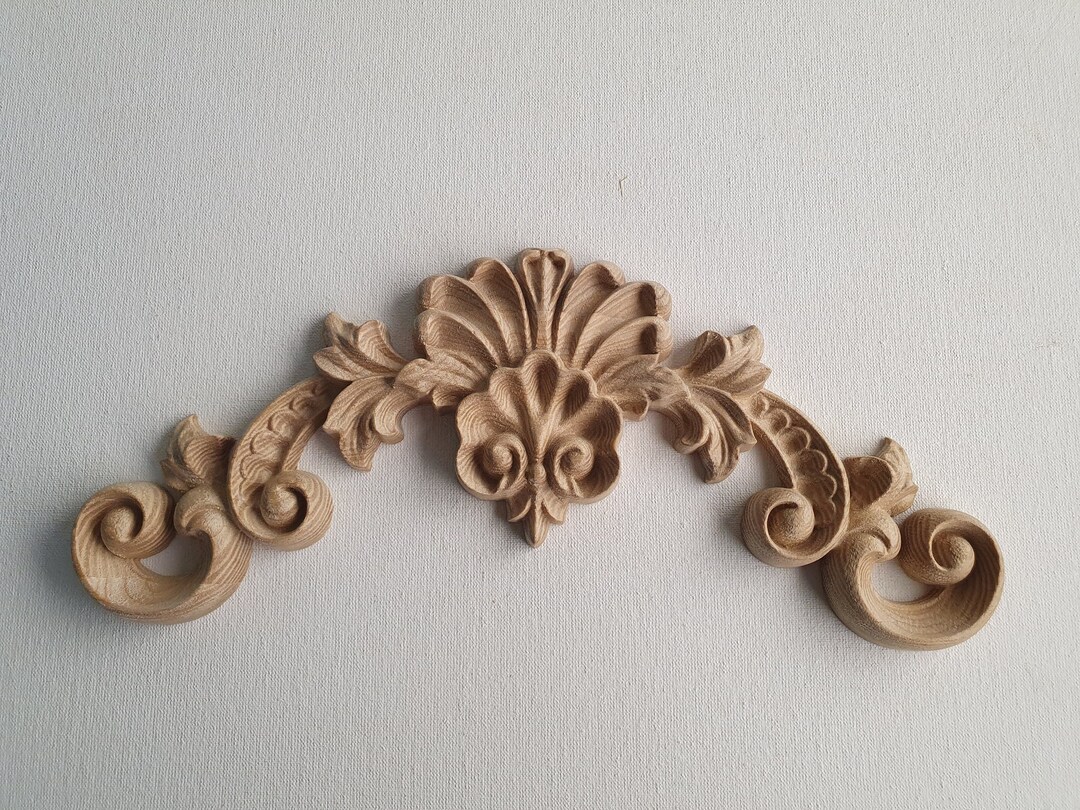Decorative Wood Applique for Fireplace – Carved Floral Wood Onlay ...