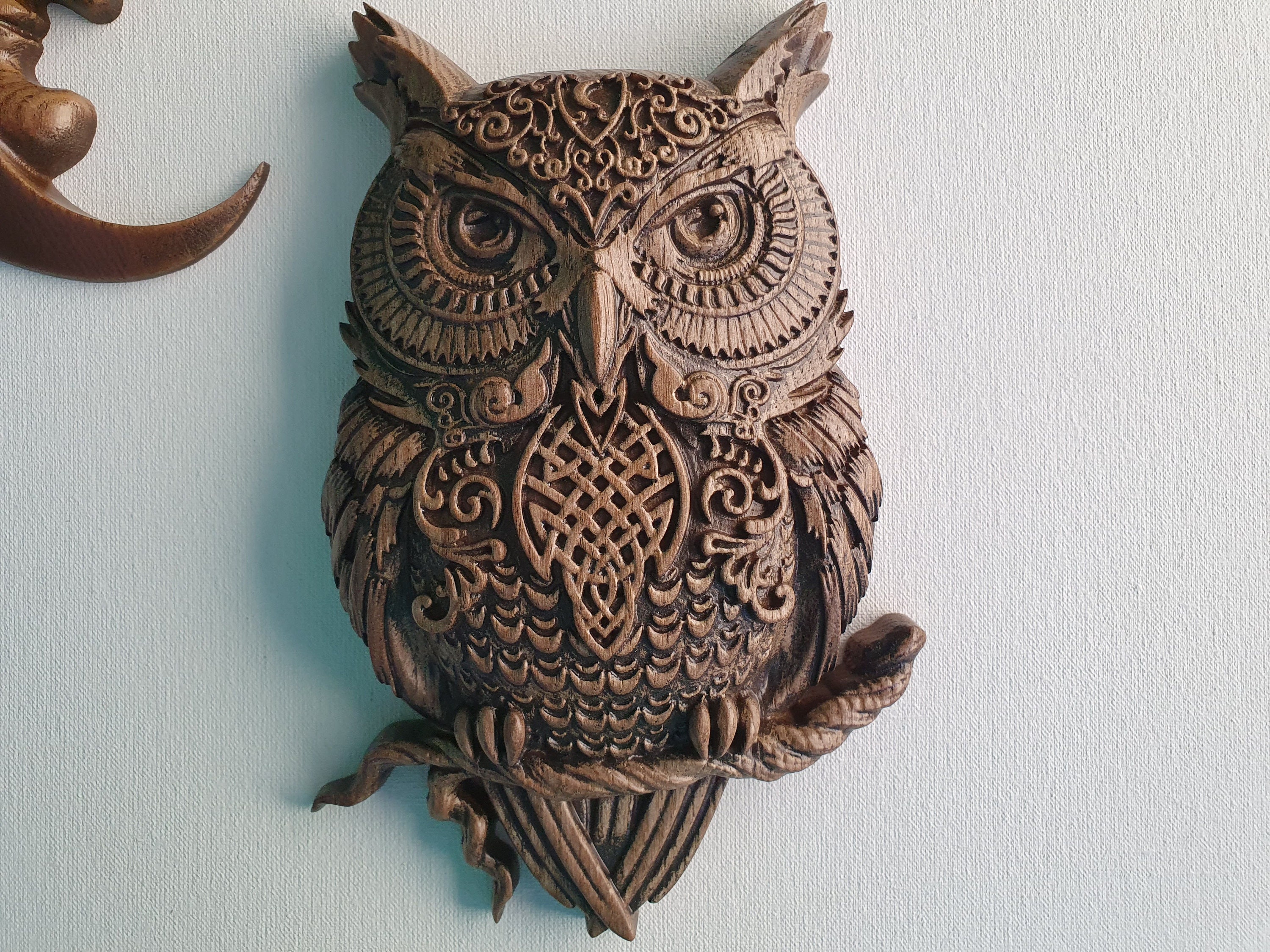 Viking Owl Celtic Owl and Half Moon Face Wall Hanging - Etsy UK