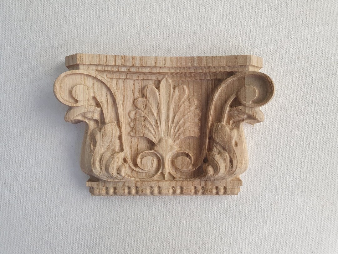 Ornate Carved Wood Capital | Decorative Element for Furniture and ...