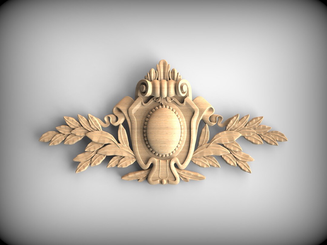 Hand-carved Wooden Crest Cartouche With Acanthus and Laurel Details ...