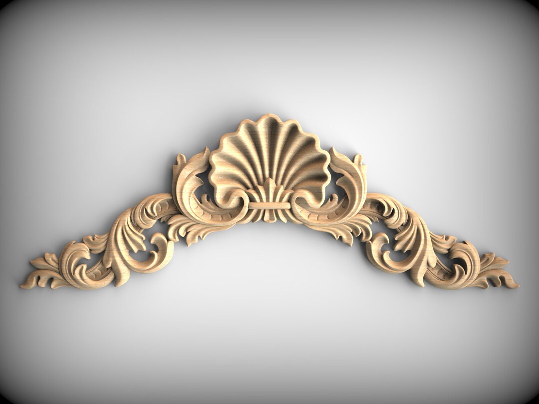 Arched Wooden Shell Decor, Millwork Wood Decorative Shell Applique ...