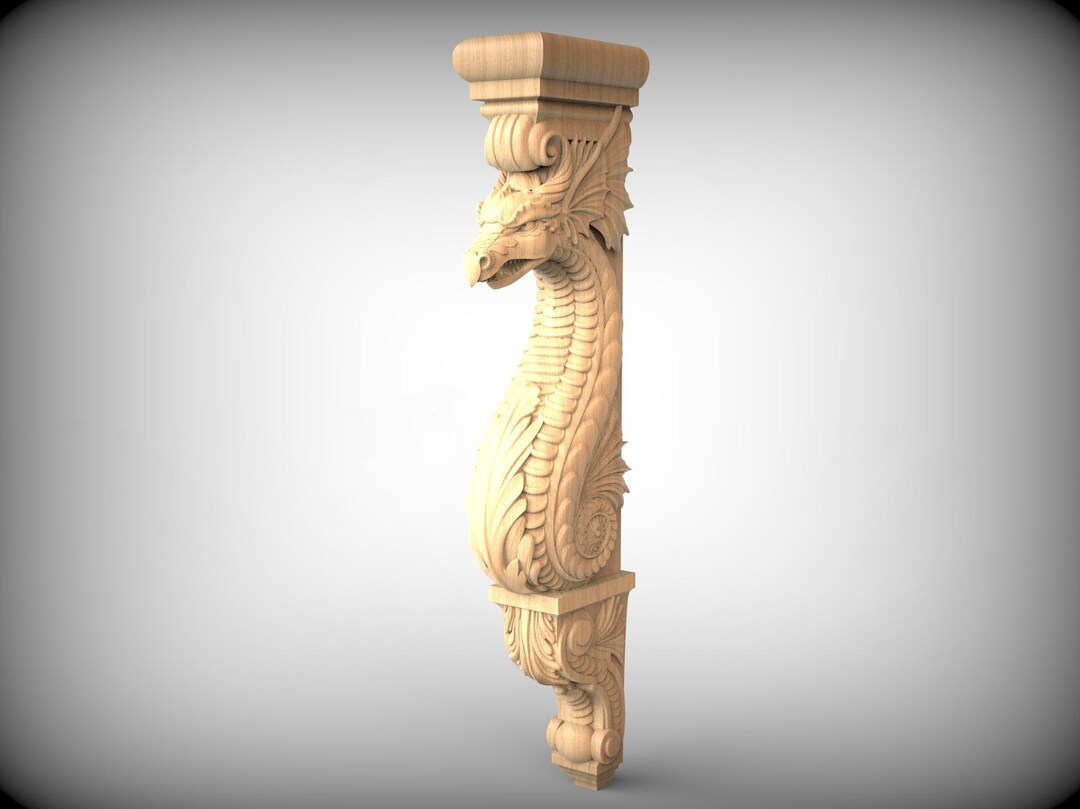 Sea Dragon Corbel Wooden Bracket - Fantasy Maritime Accent - Etsy