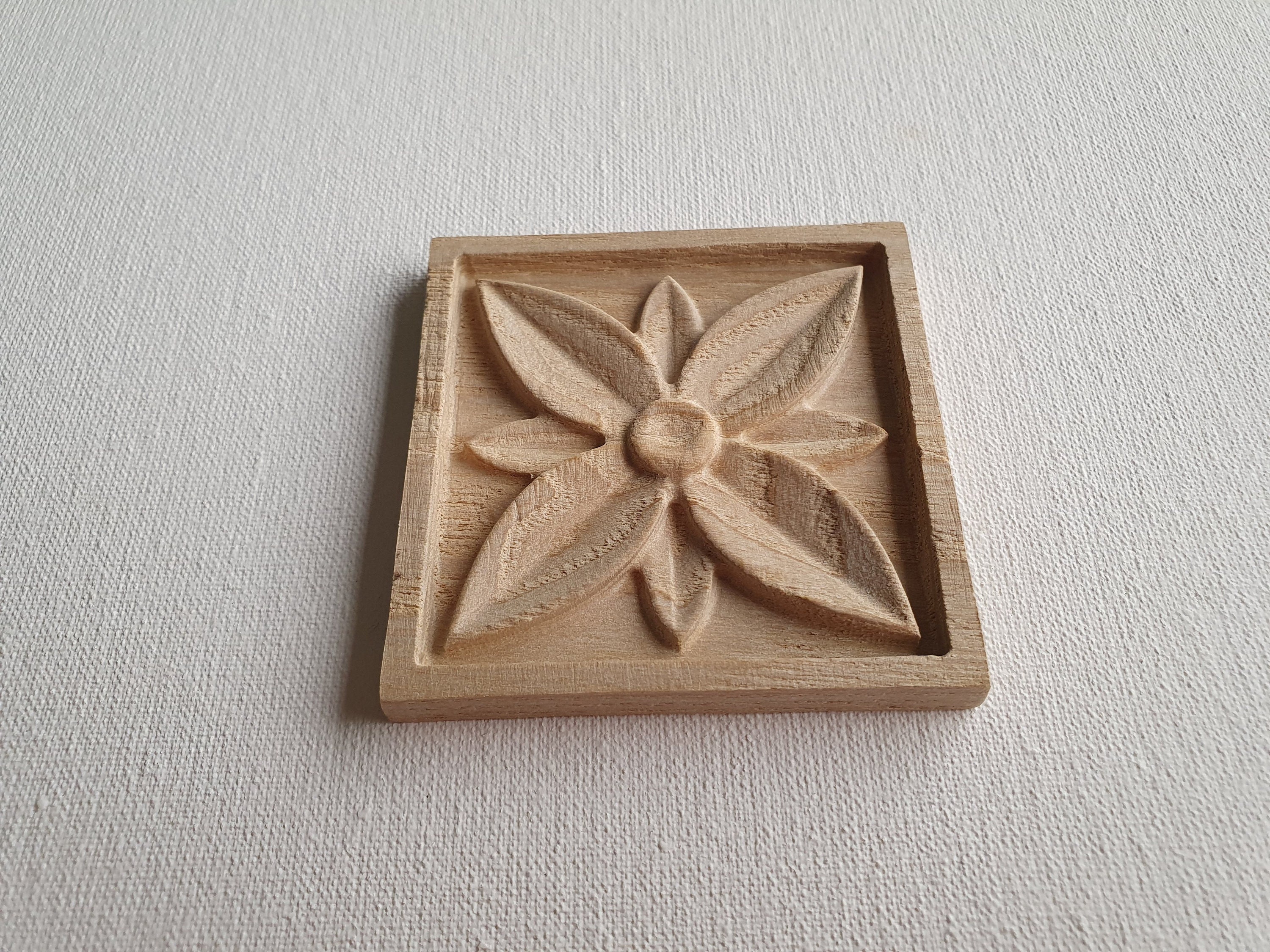 Square Wooden Rosette Unfinished Floral Applique Furniture - Etsy