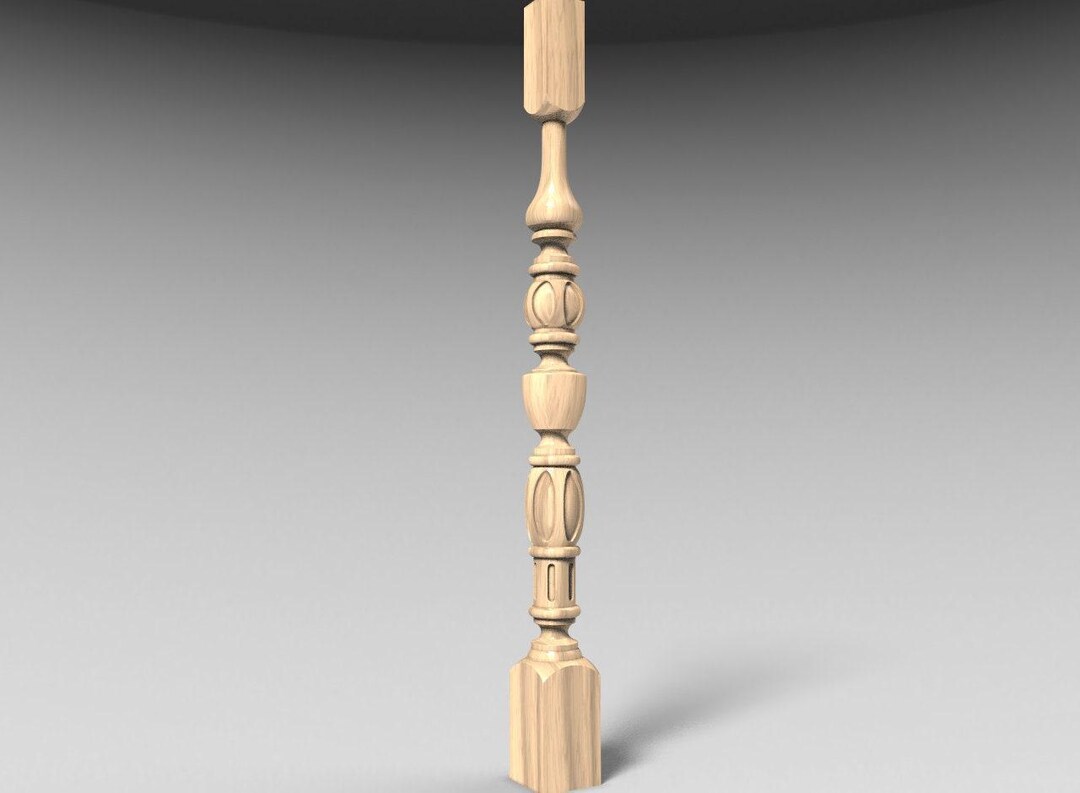 Carved Wooden Baluster: Ornate Oval Design (customizable Size) - Etsy