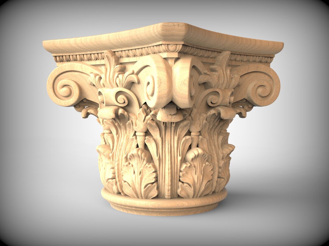 Corinthian Hand-carved Wood Capital | Elegant Decorative Column ...