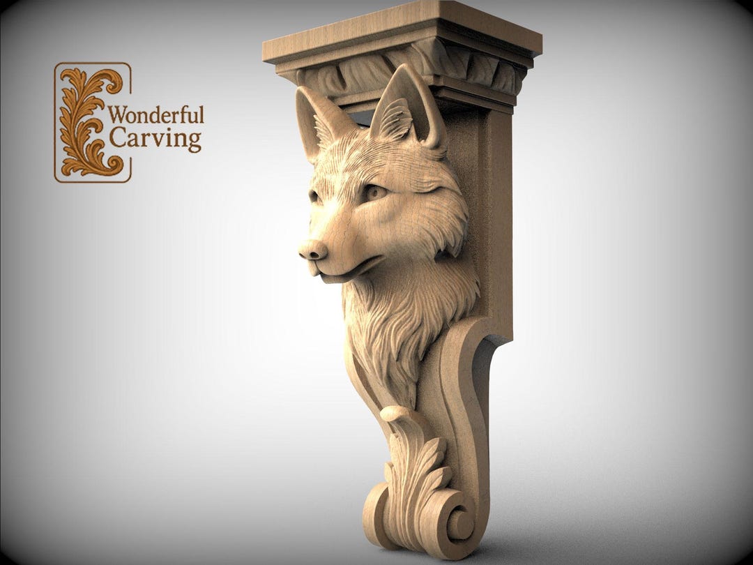 Fox Corbel Carved Wood Accent: Rustic Animal Motif, Ash Hardwood ...