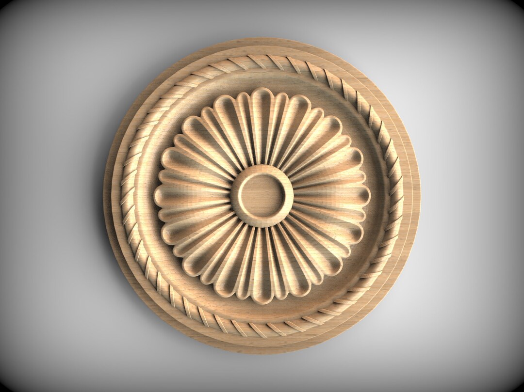 Classic Wooden Ceiling Rosette, Sunburst Carved Design, Elegant Home ...