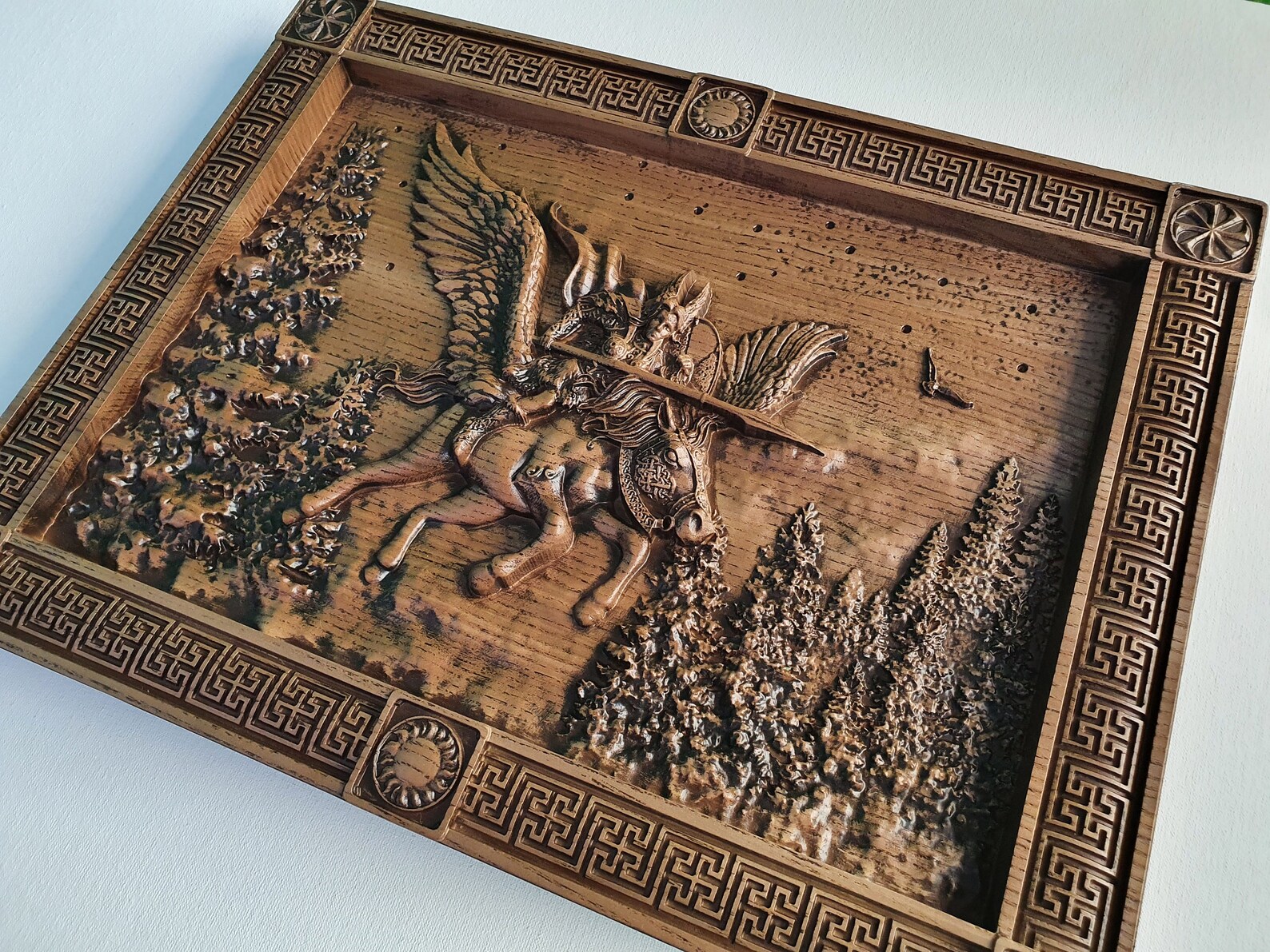 Carved Valkyrie Wall Art: Painted Celtic Norse Mythology Panel - Etsy