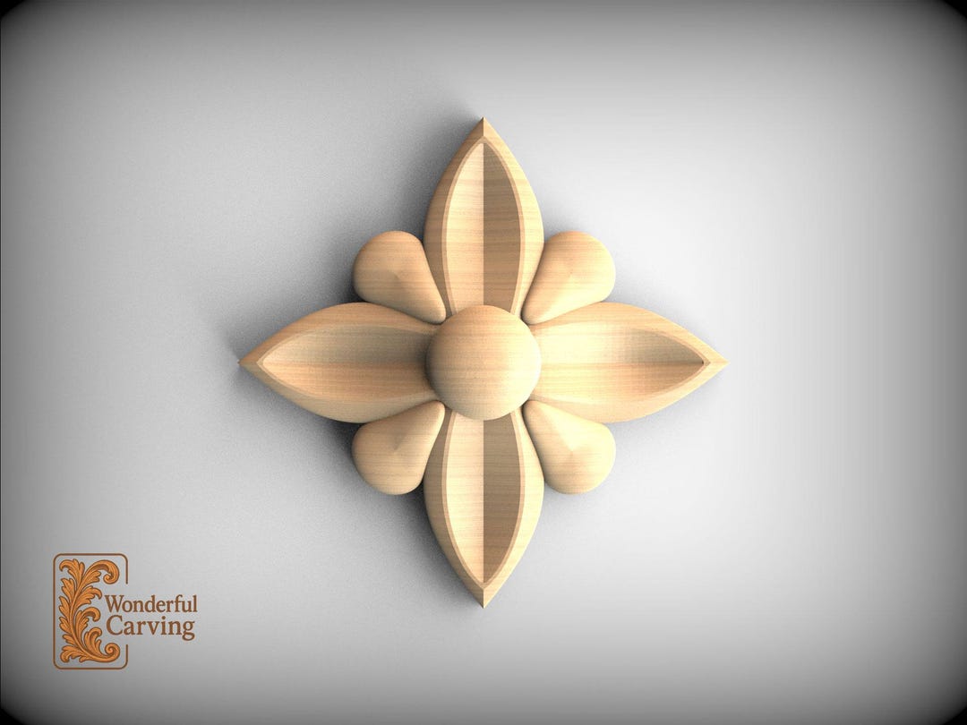Wooden Four-point Flower for Panels & Trim - Etsy