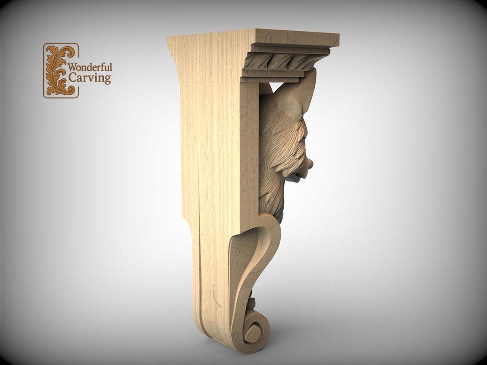 Fox Corbel Carved Wood Accent: Rustic Animal Motif, Ash Hardwood ...
