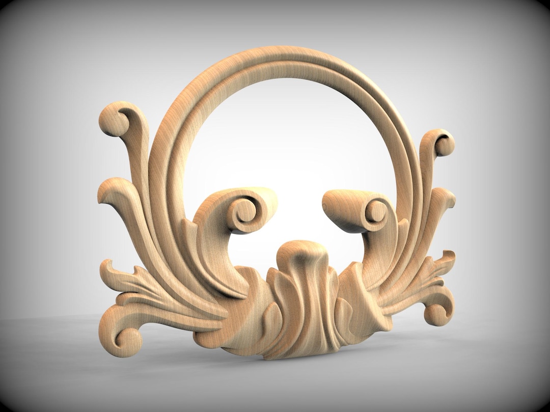 Rococo Natural Wood Onlay With Circular Motif - Central Scroll and ...