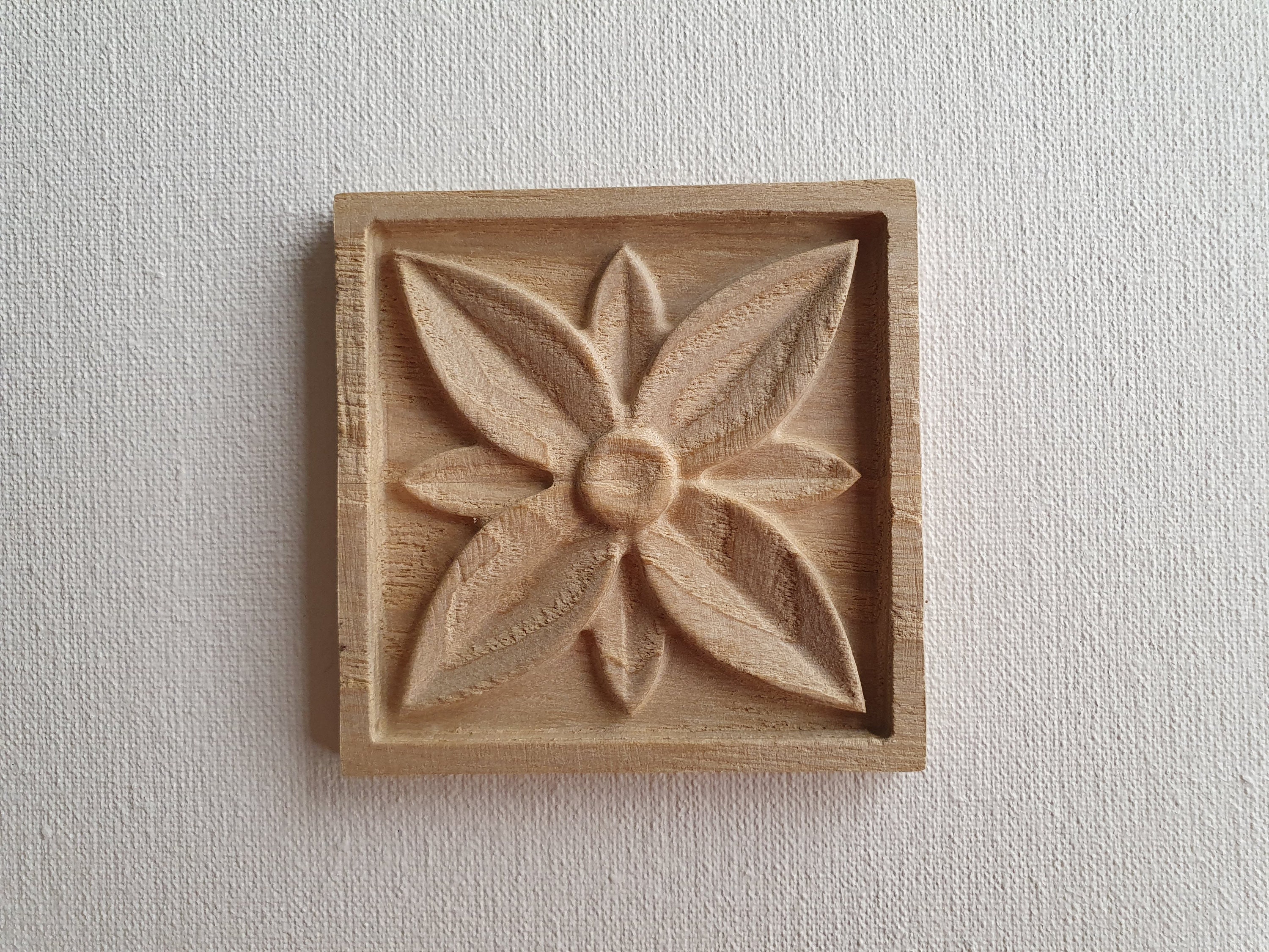 Square Wooden Rosette Unfinished Floral Applique Furniture - Etsy