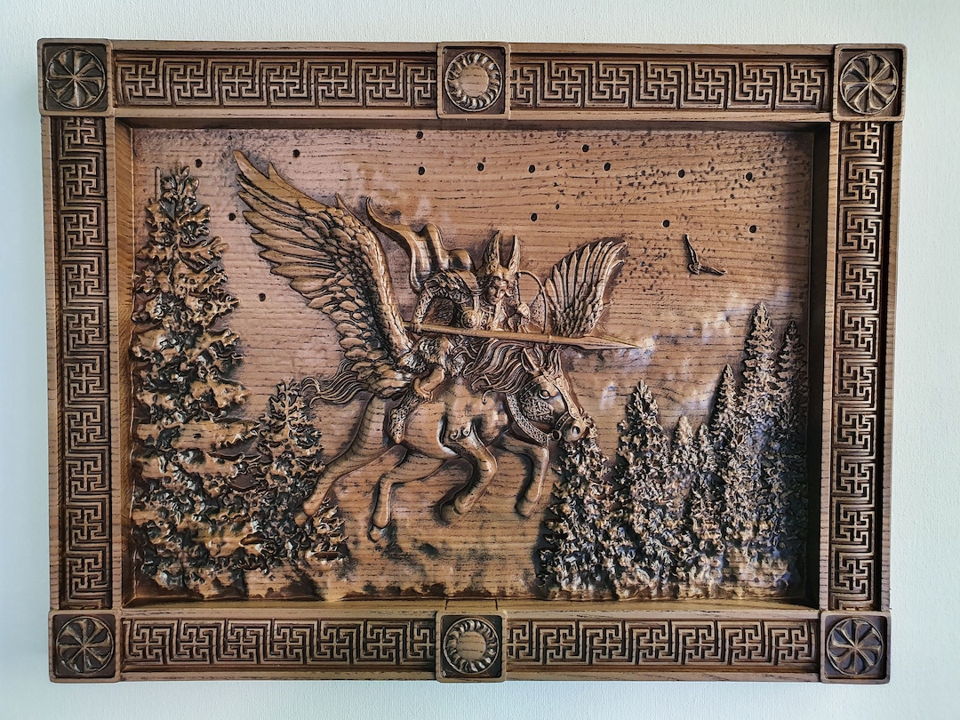 Carved Valkyrie Wall Art: Painted Celtic Norse Mythology Panel - Etsy