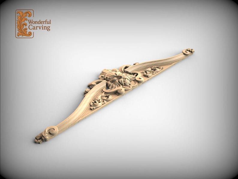 Baroque Face Pediment • Long Scroll Applique • Decorative Furniture ...