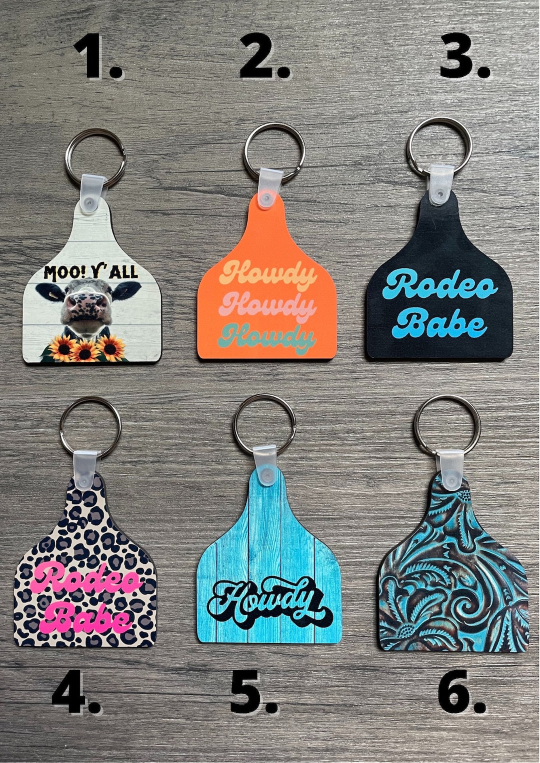 Cow Ear Tag Keychaincow Tagcow Keychainhowdyrodeocowhide - Etsy