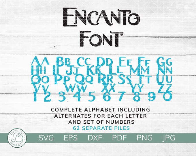 Encanto Alphabet Letters SVG PNG Clipart | Numbers Letters Custom Font ...