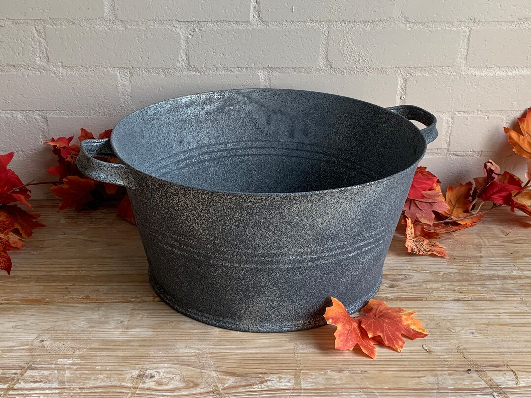 Aged Zinc Metal Bowl Large Varied Depth - Etsy UK