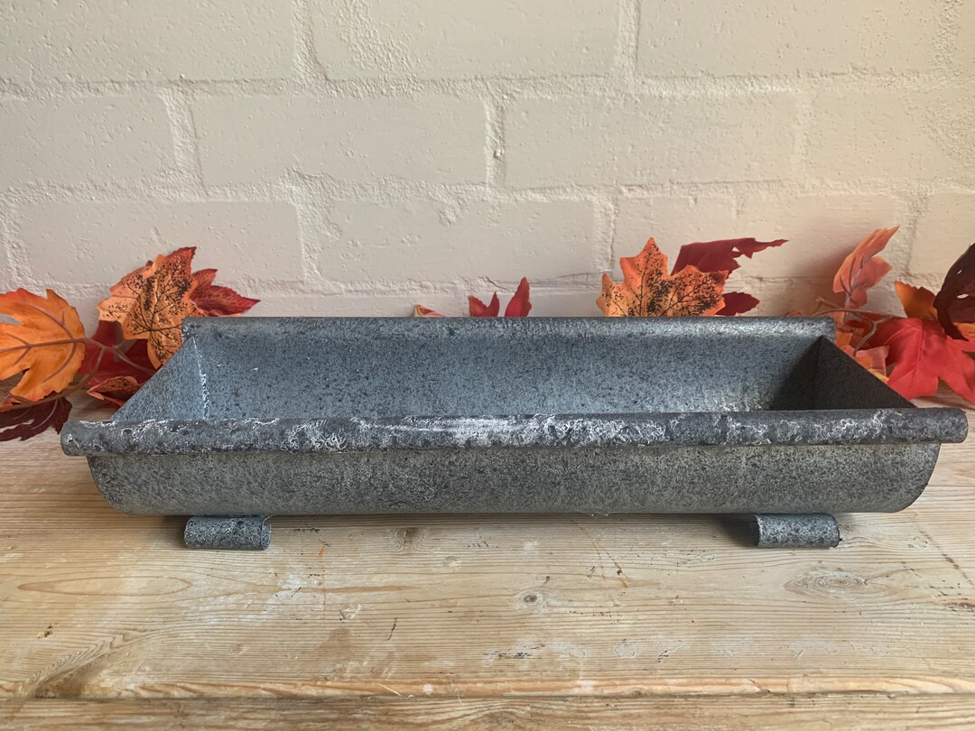Aged Zinc Metal Shallow Curved Trough - Etsy UK