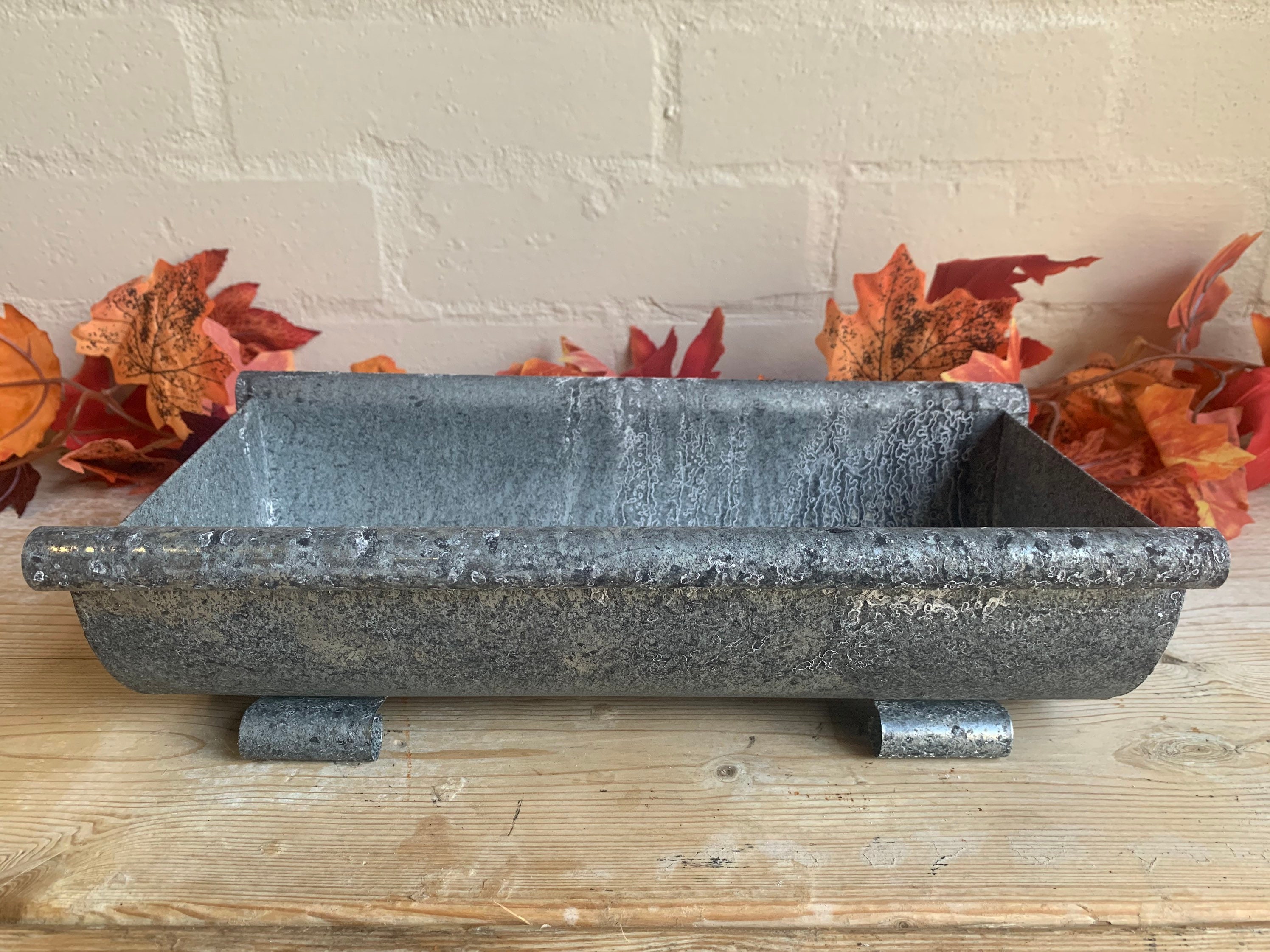 Aged Zinc Metal Shallow Curved Trough - Etsy UK