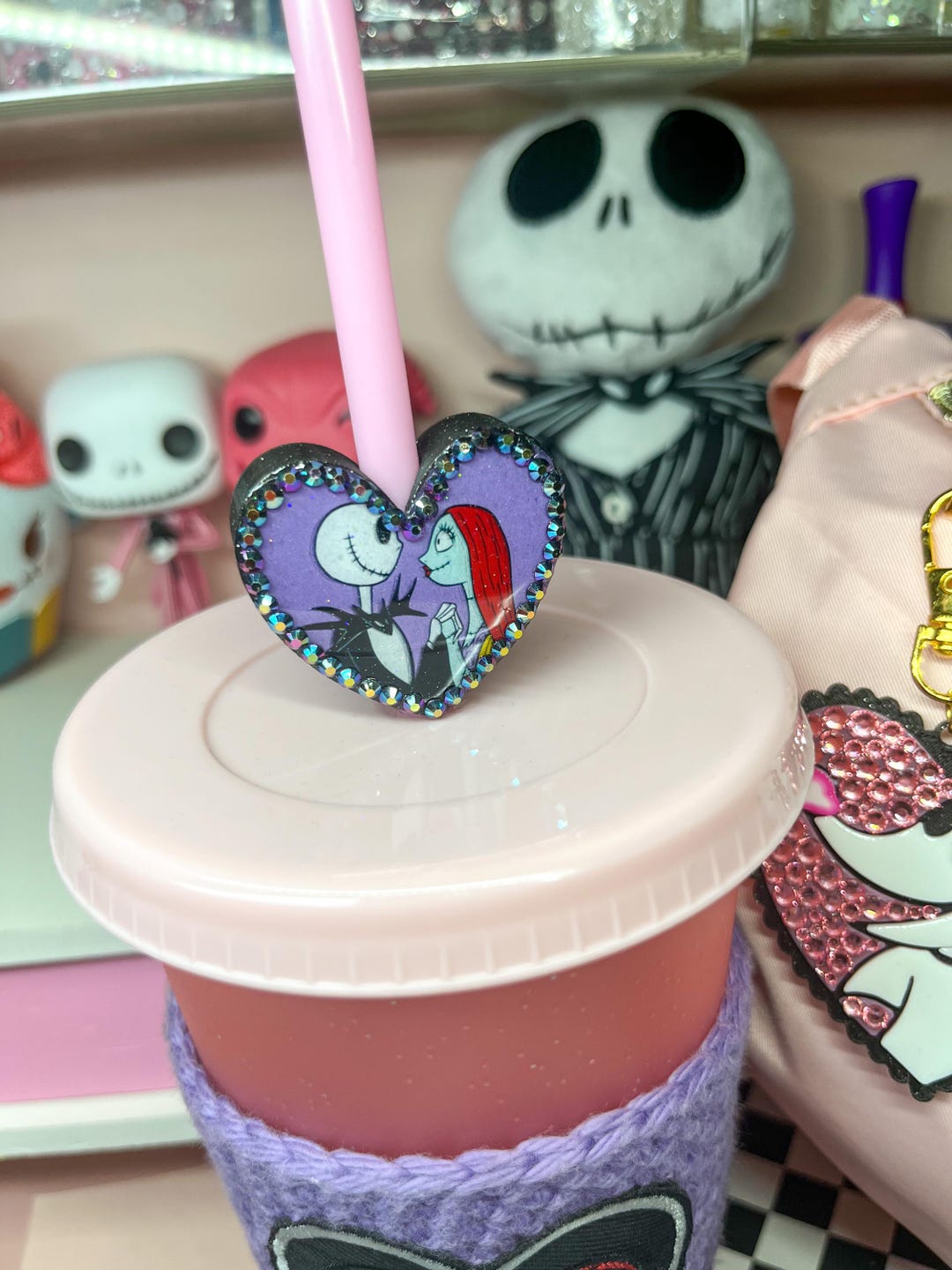 Valentines Straw Toppers | Heart Straw Toppers | Rhinestone Straw ...