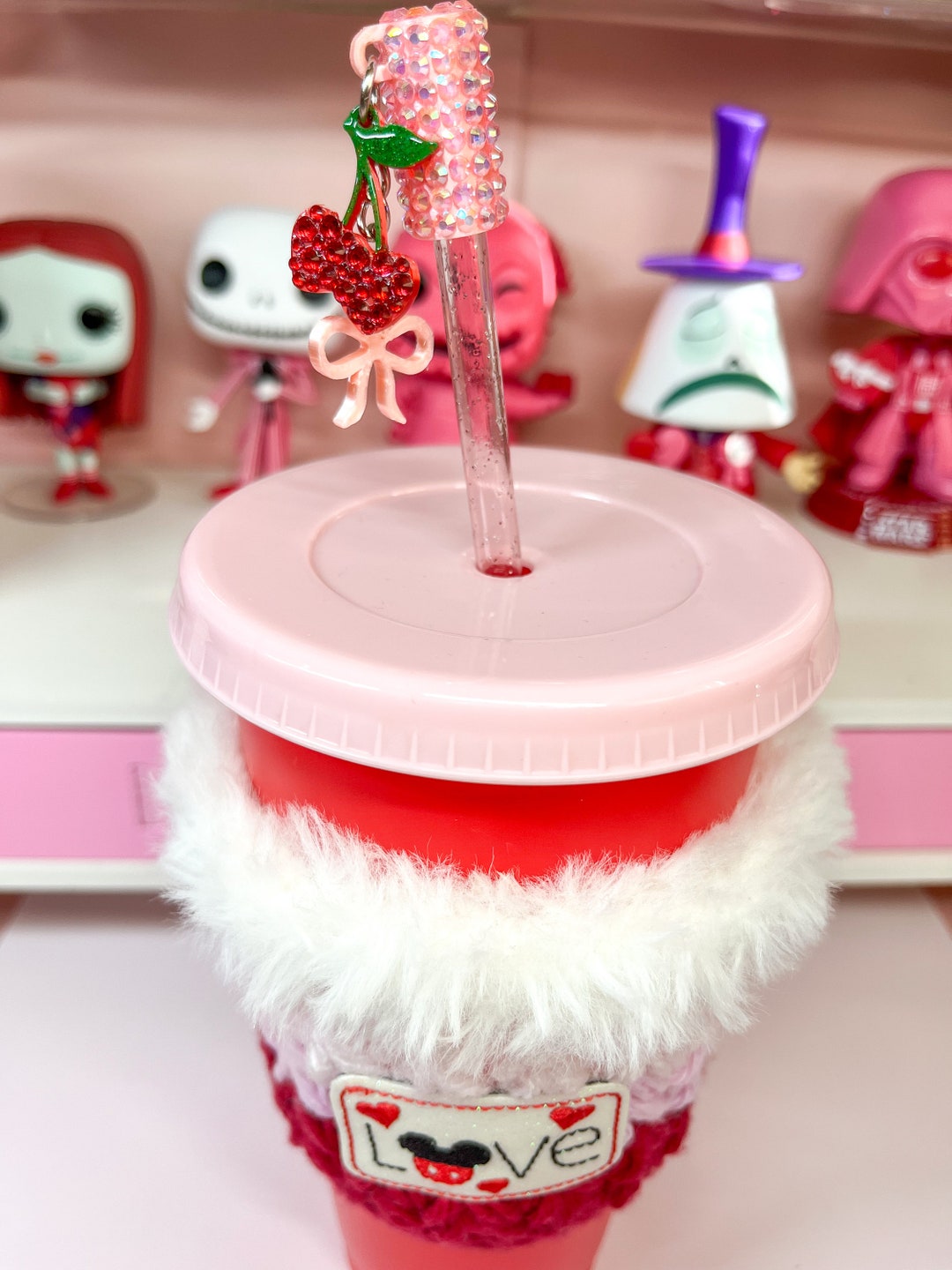 Valentines Straw Topper Valentines Straw Charm Rhinestone Straw Topper ...