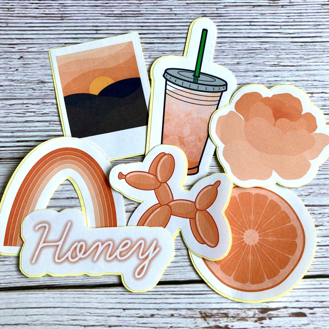 Orange Aesthetic Sticker Pack / Orange Stickers / Gift / Cute Decals ...