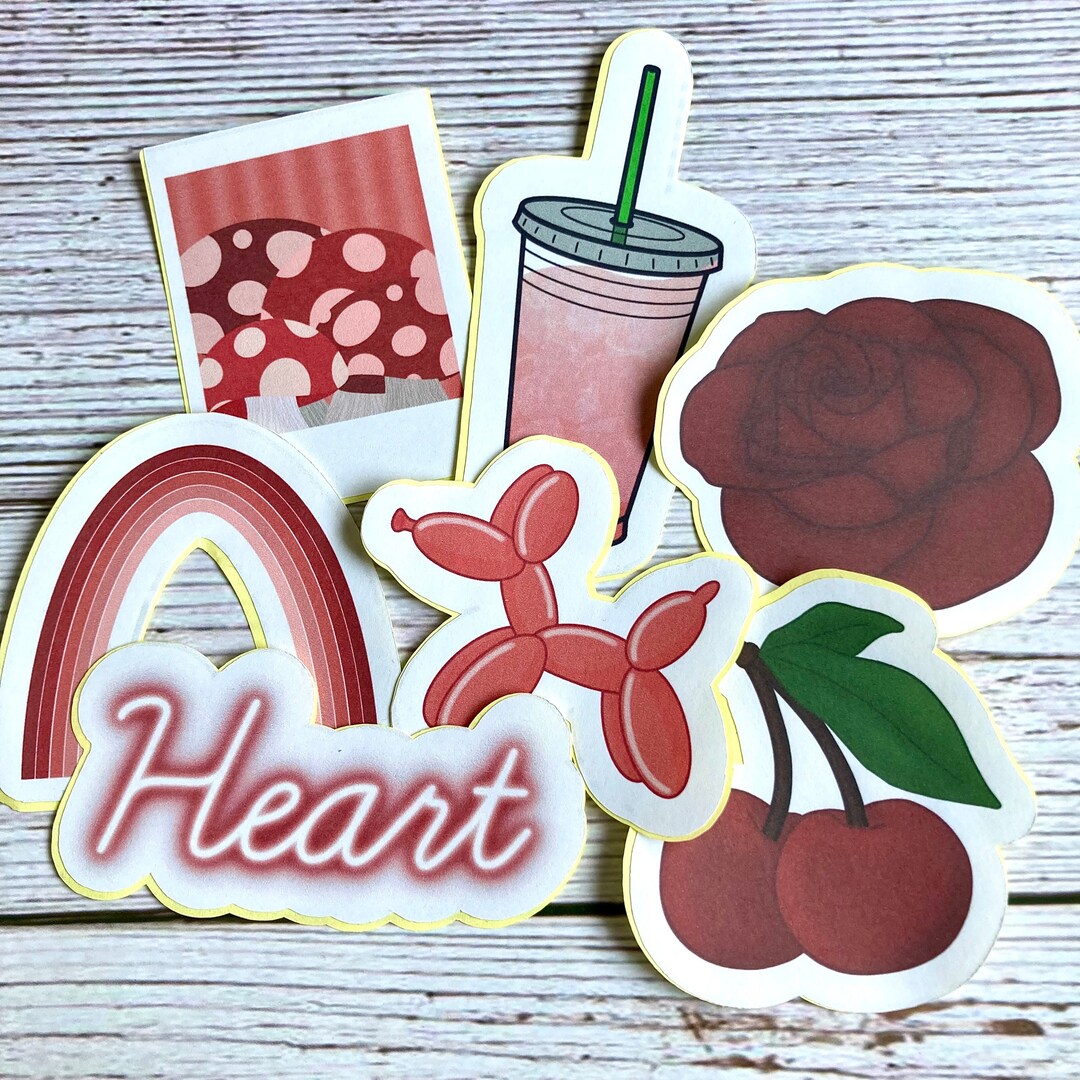 Red Aesthetic Sticker Pack / Red Stickers / Gift / Cute Decals / Fun ...
