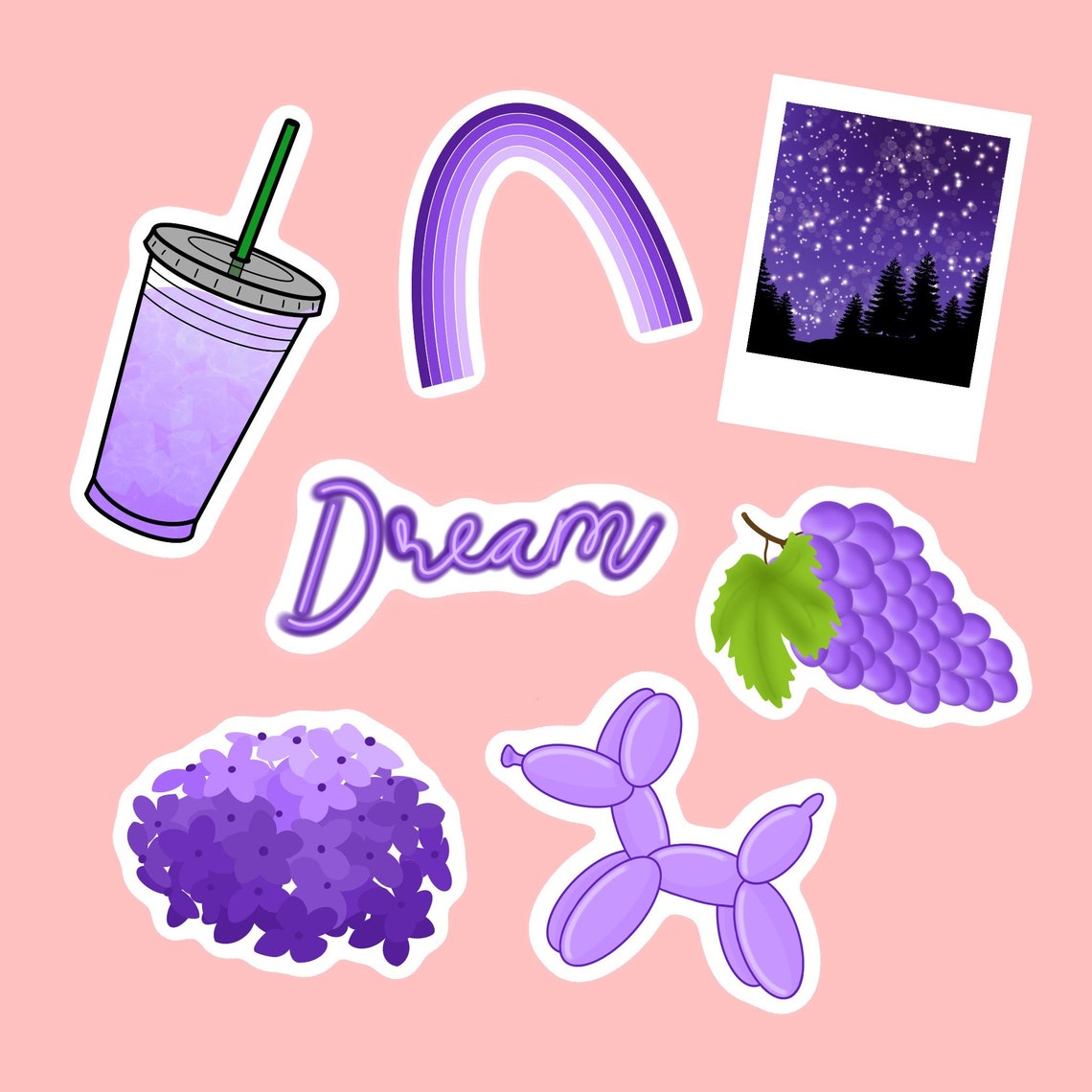 Purple Aesthetic Sticker Pack / Purple Stickers / Gift / Cute - Etsy