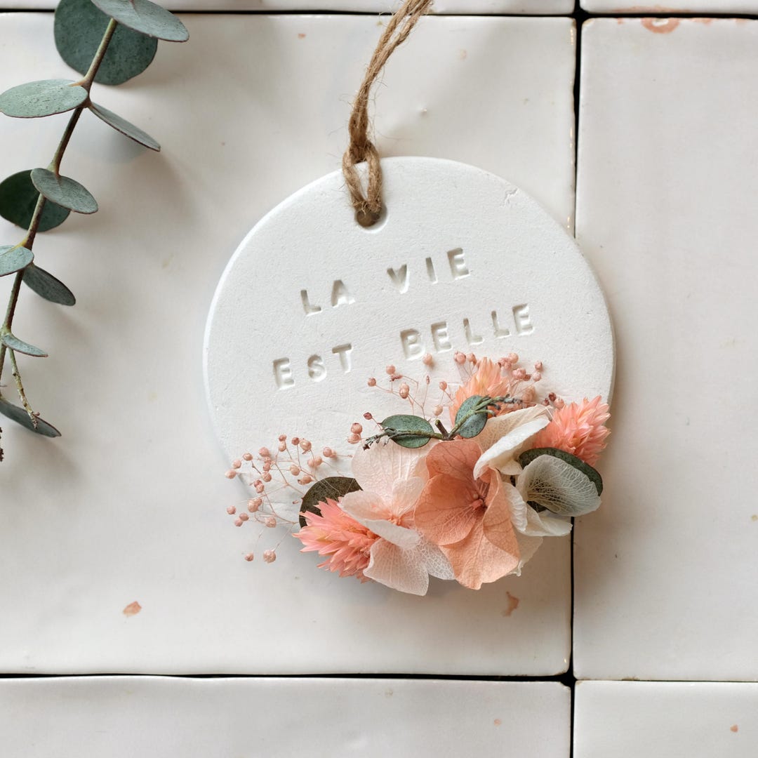 Floral Clay Medallion / Dried Flowers - Etsy