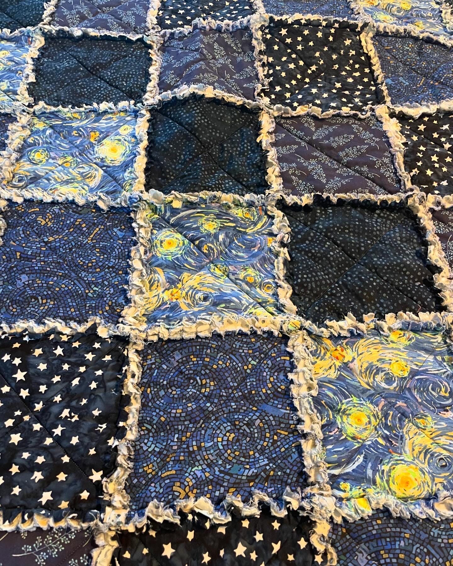 Starry Night Themed Quilt Throw Blanket Handmade Blanket - Etsy