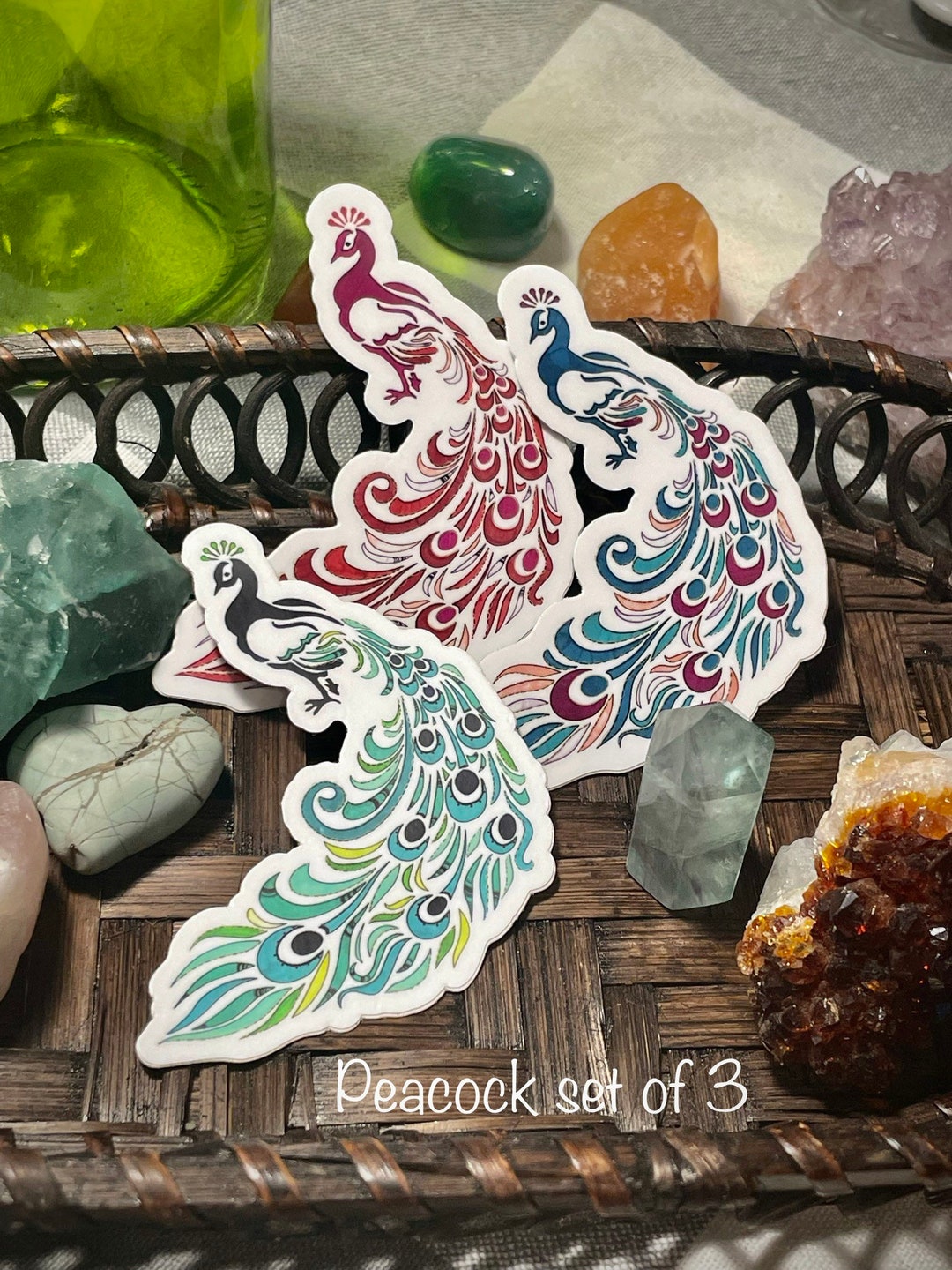 Peacock Sticker Set - Set of 3 Long Lasting Vinyl Stickers. - Etsy